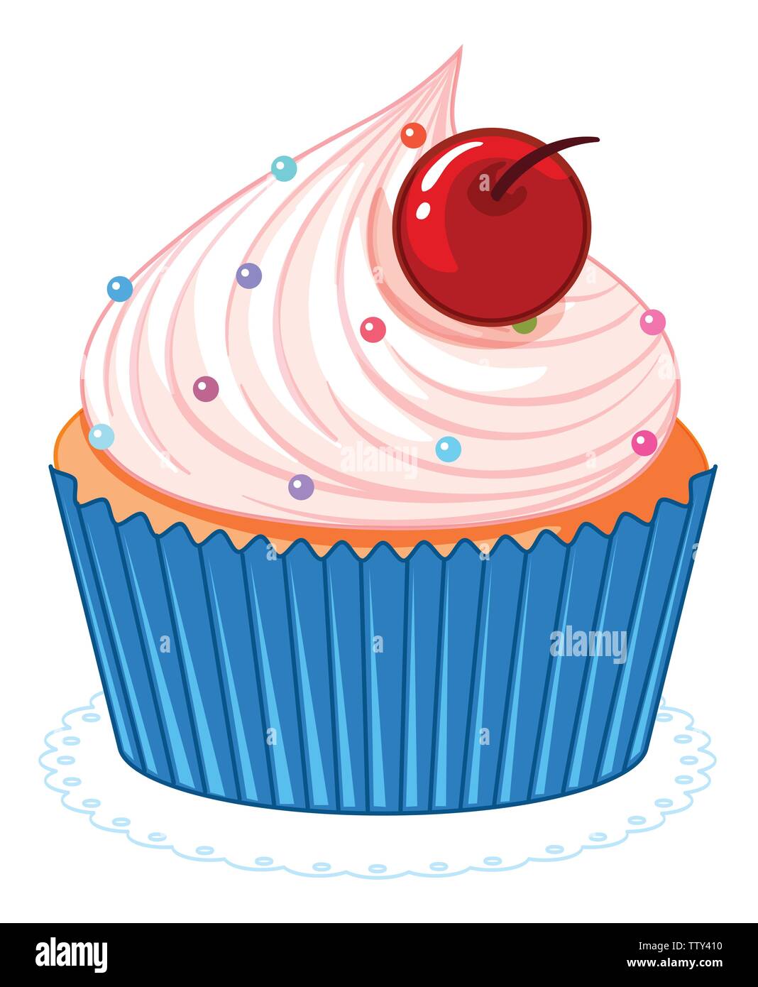 Cute pink cartoon cupcake illustration Stock Vector Image & Art - Alamy