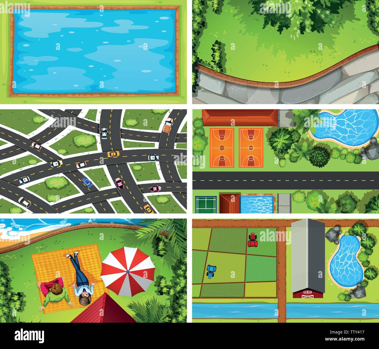 Set of aerial landscape illustration Stock Vector Image & Art - Alamy