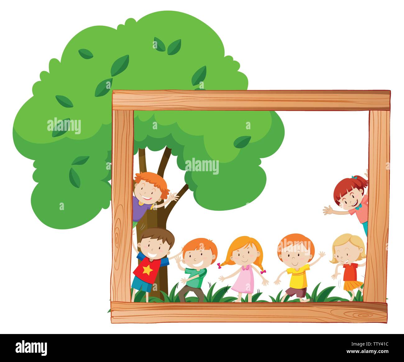 Kids in picture frame Stock Vector Images - Alamy