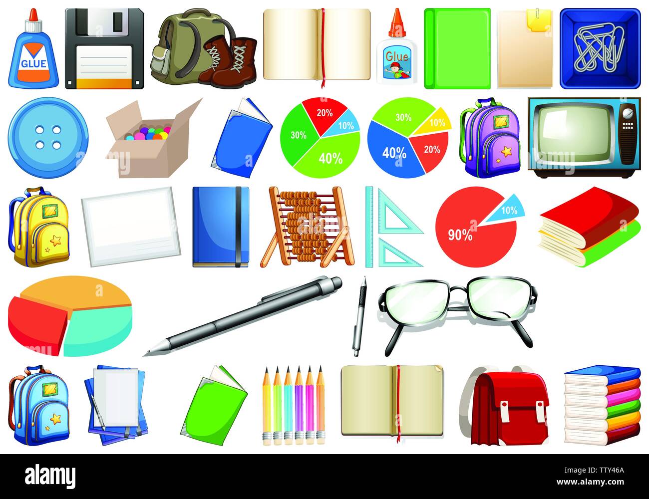 Set of stationery object illustration Stock Vector Image & Art - Alamy