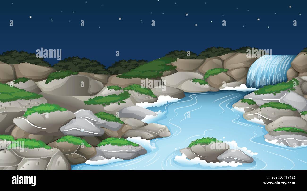 A nature stream landscape illustration Stock Vector Image & Art - Alamy