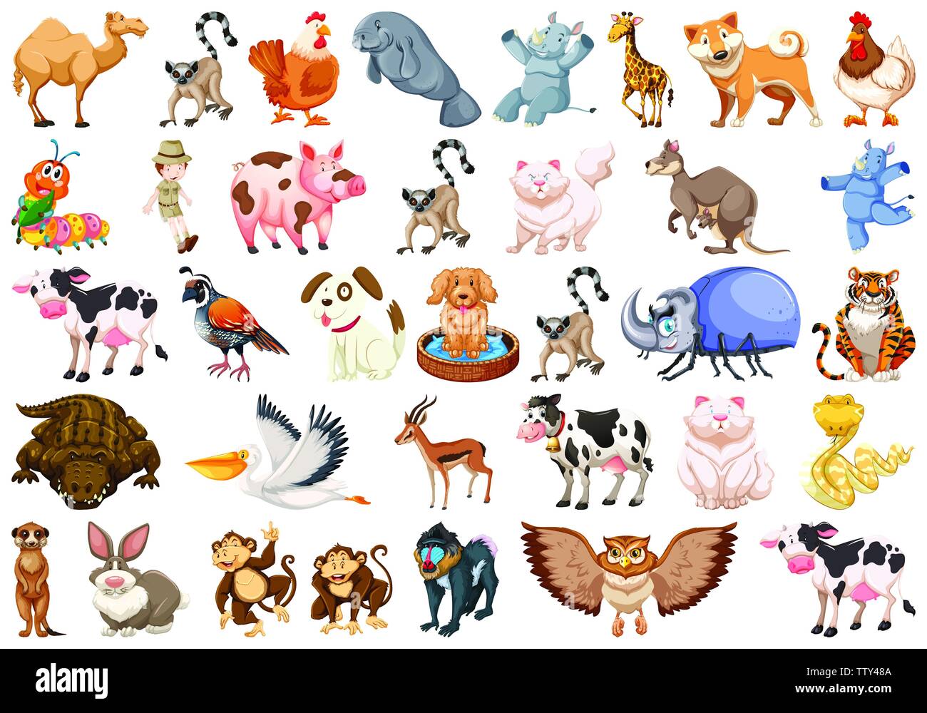 Set of different animals set illustration Stock Vector Image & Art - Alamy