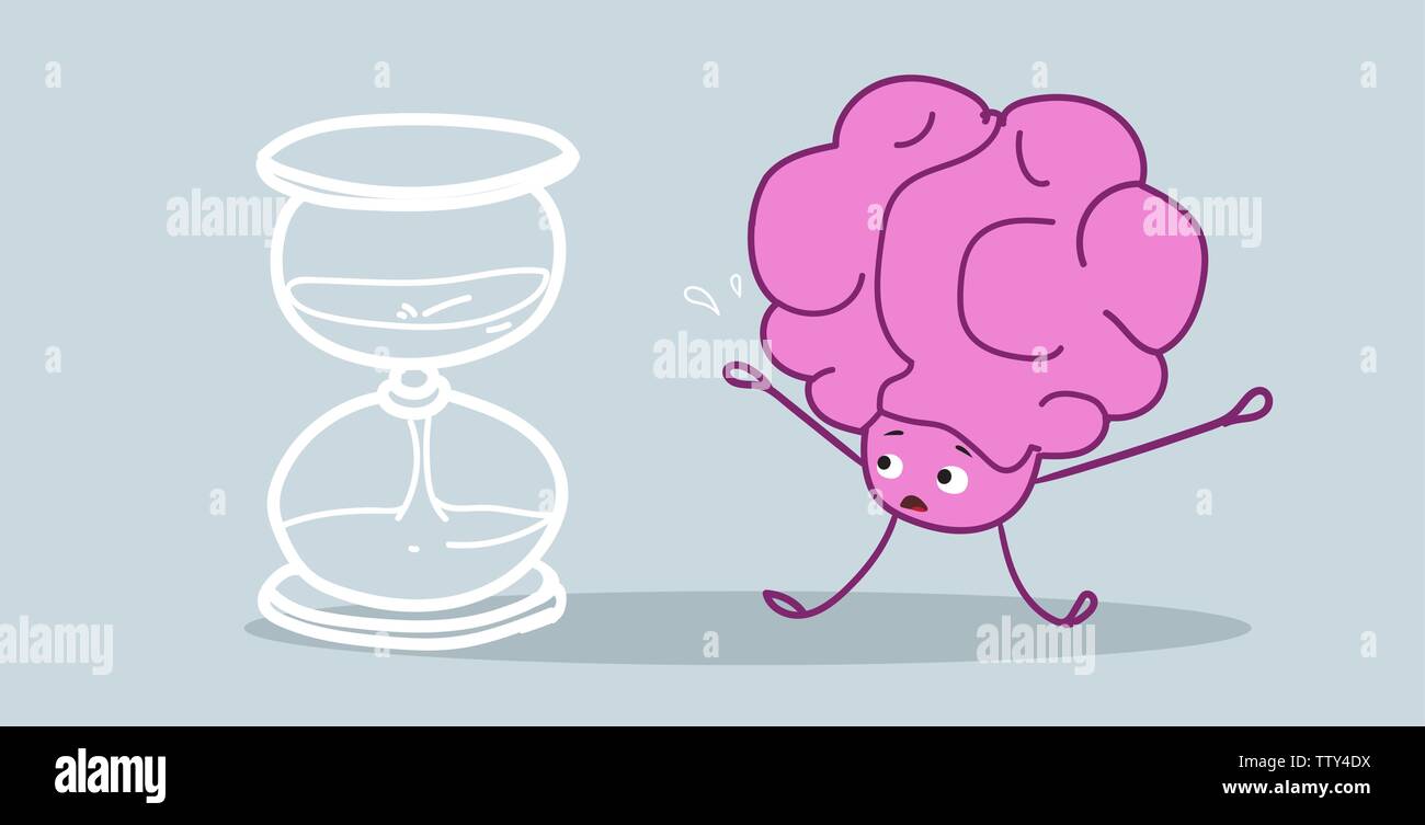 human brain standing at sand watch time management deadline concept ...