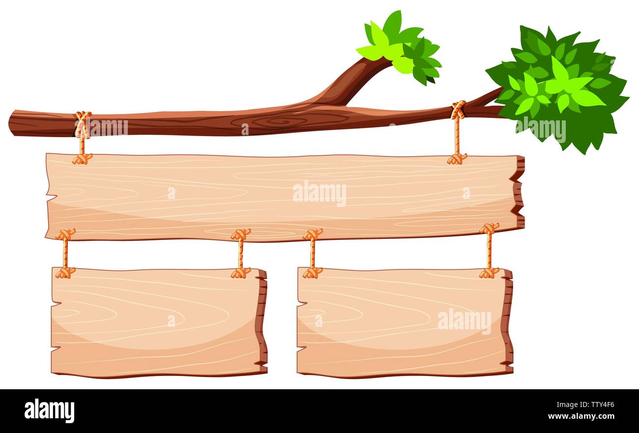 Wooden banner on tree branch illustration Stock Vector Image & Art - Alamy