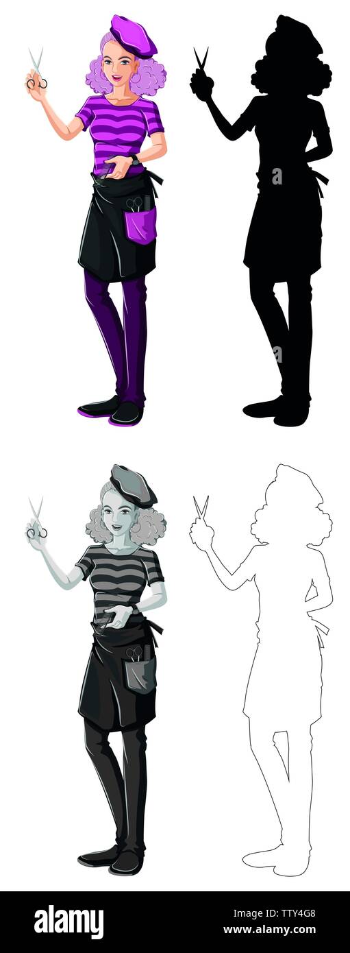 Set of female barber character illustration Stock Vector Image & Art ...