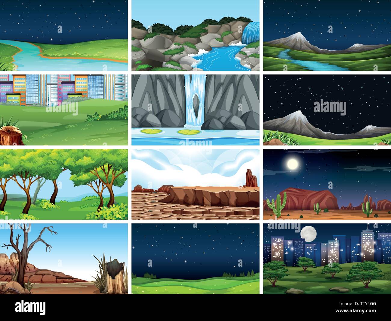 Set of nature landscape illustration Stock Vector Image & Art - Alamy