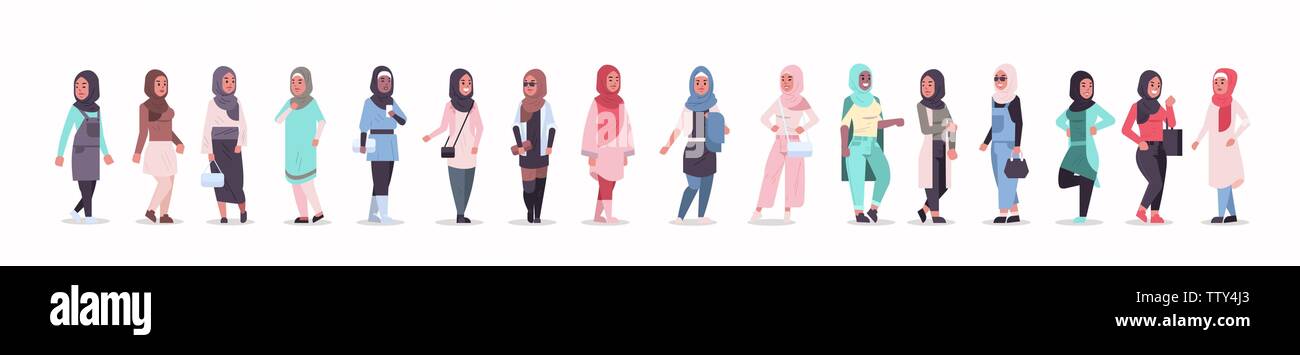 set arabic women in hijab different arab girls wearing headscarf ...