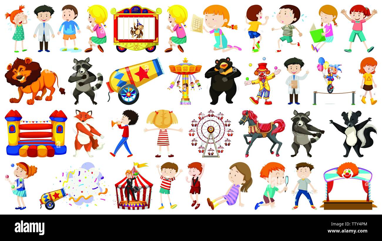 Set of children and circus illustration Stock Vector Image & Art - Alamy