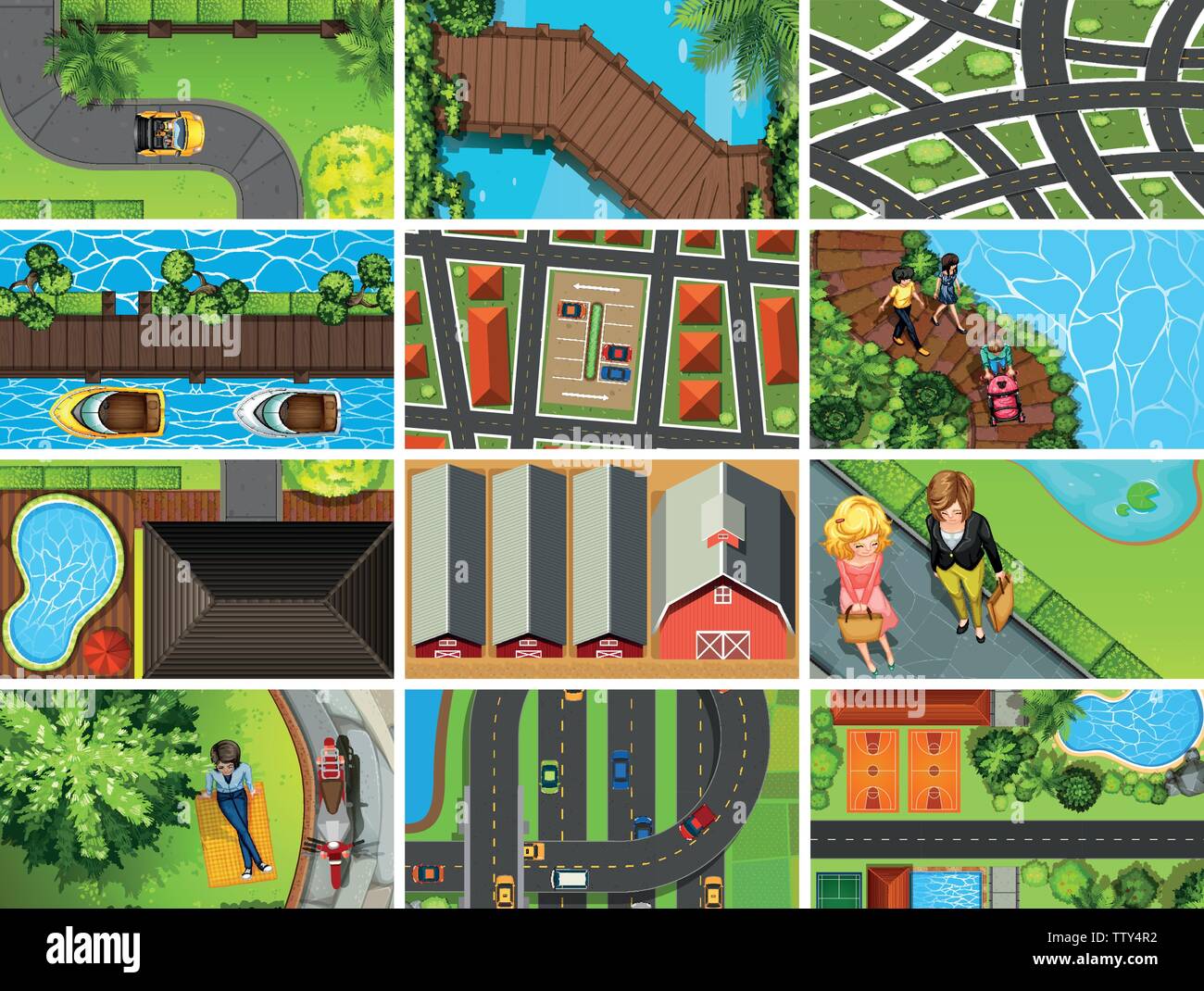 Set of aerial landscape illustration Stock Vector Image & Art - Alamy