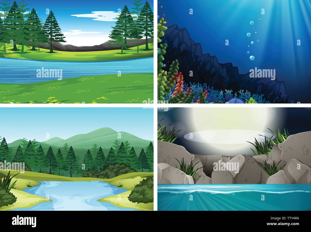 Set of nature scenes illustration Stock Vector Image & Art - Alamy