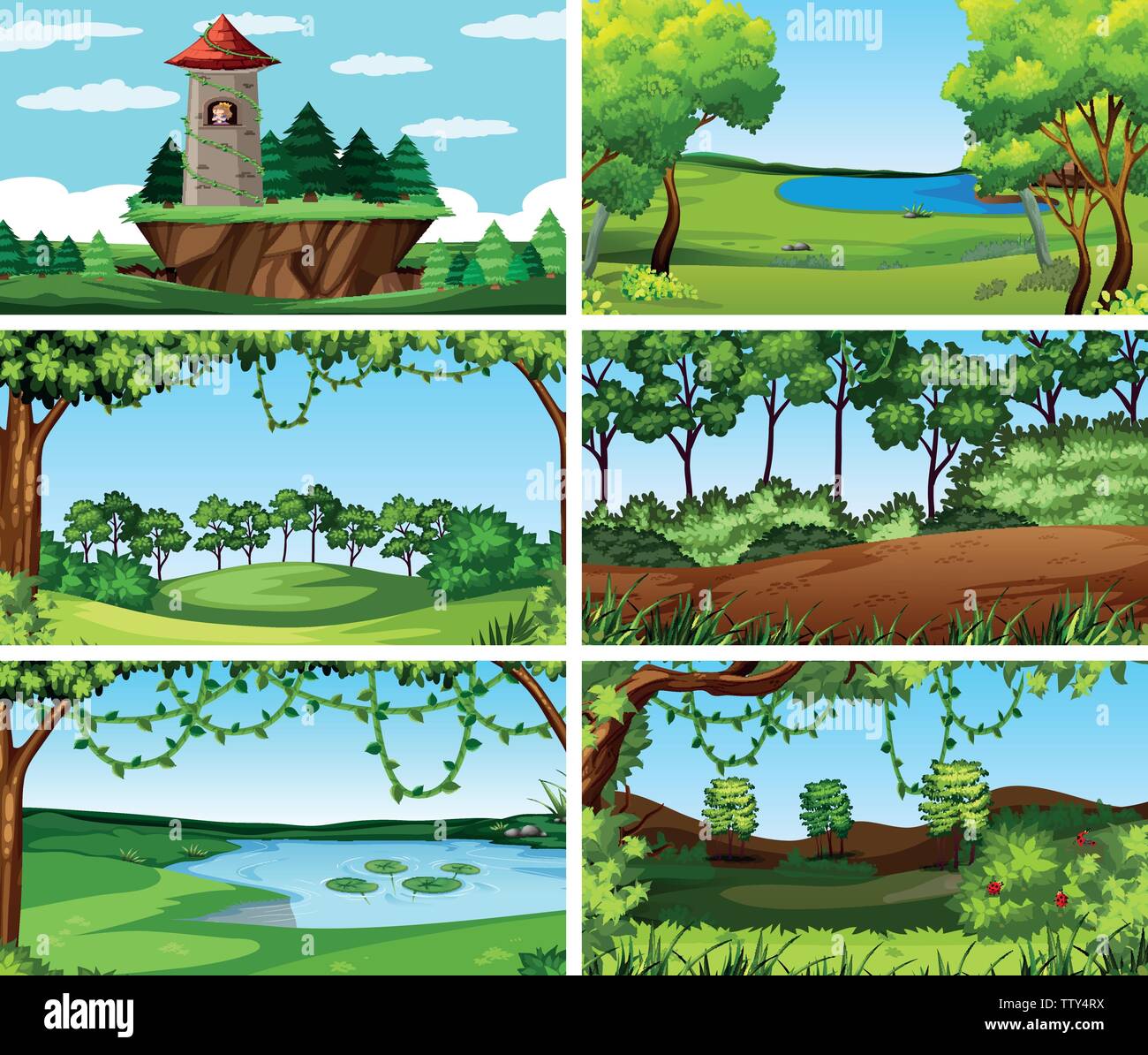 Set of nature landscape illustration Stock Vector Image & Art - Alamy