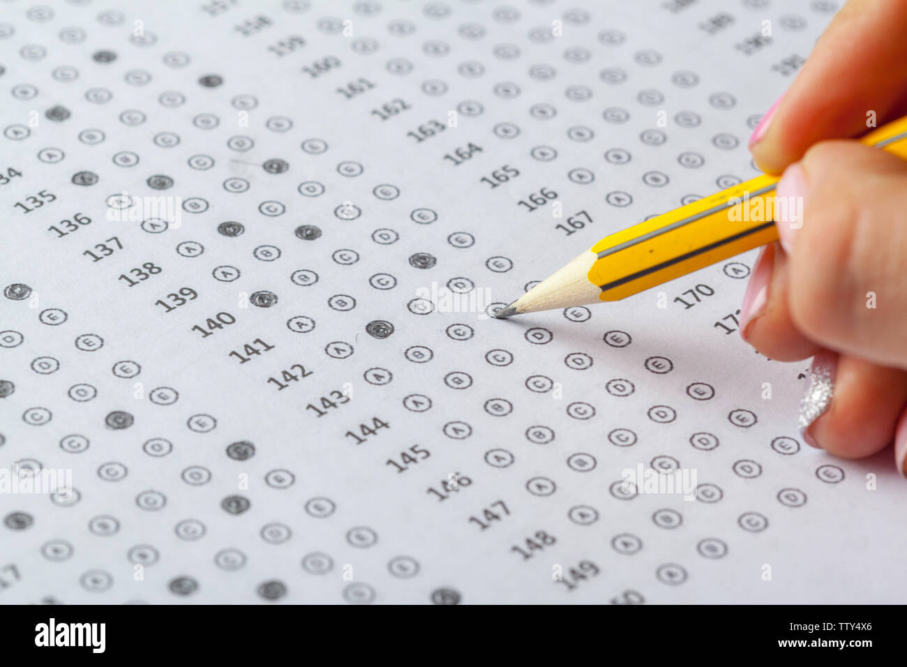 Test score sheet with answers Stock Photo - Alamy