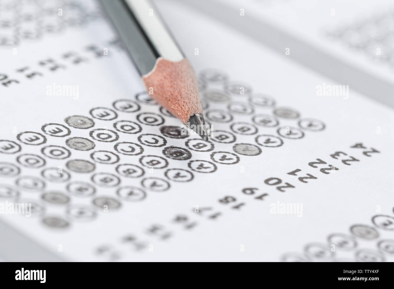 Test score sheet with answers Stock Photo - Alamy
