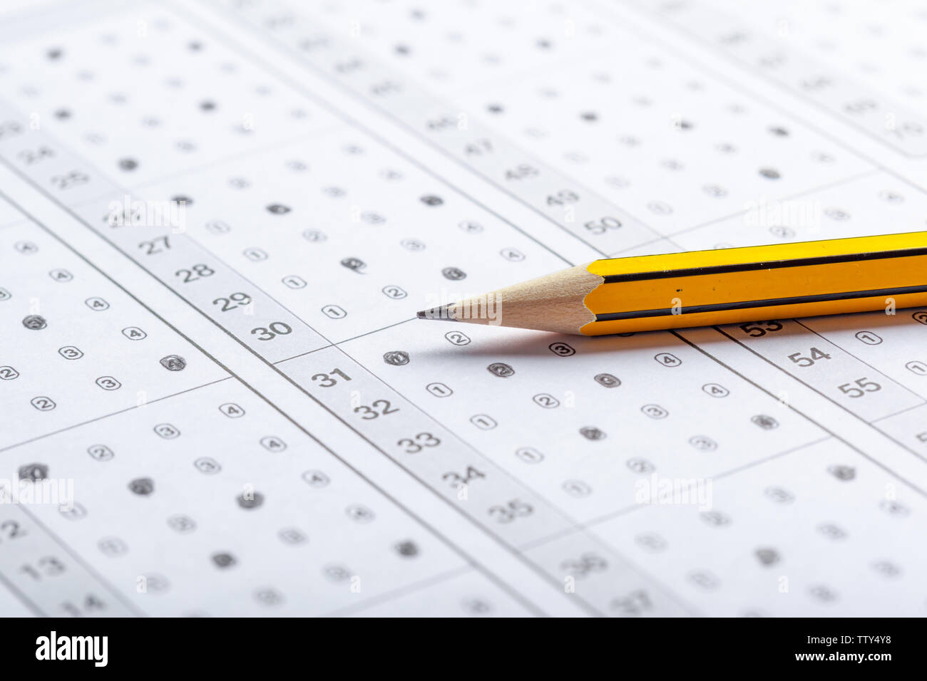 Test score sheet with answers Stock Photo - Alamy