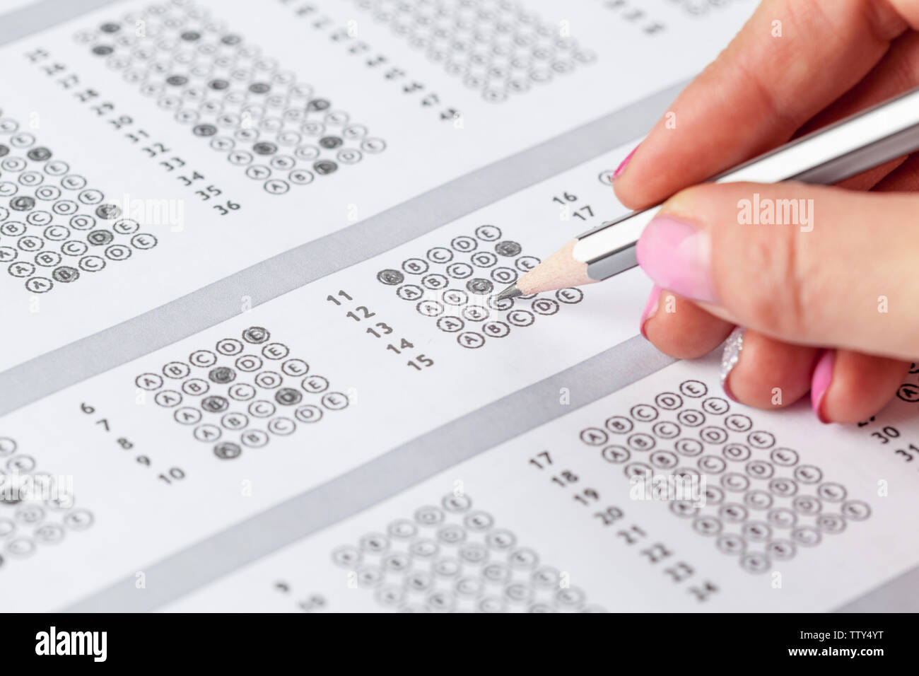 Test score sheet with answers Stock Photo - Alamy
