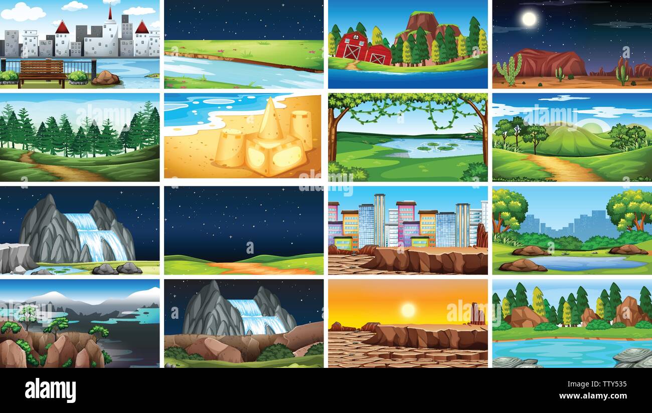 Set of different landscape illustration Stock Vector Image & Art - Alamy