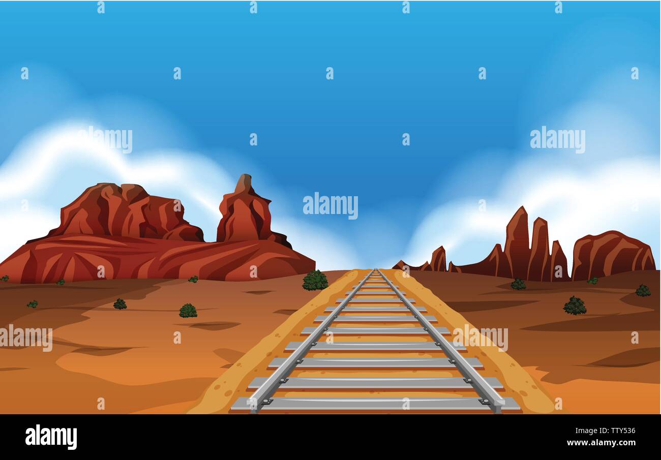Train track in wild west background illustration Stock Vector Image ...