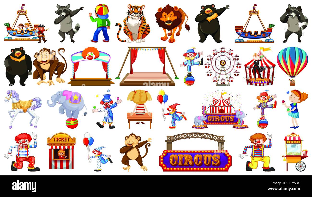 Large Circus themed set illustration Stock Vector Image & Art - Alamy