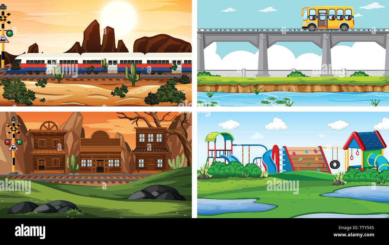 Set of four different scene illustration Stock Vector Image & Art - Alamy