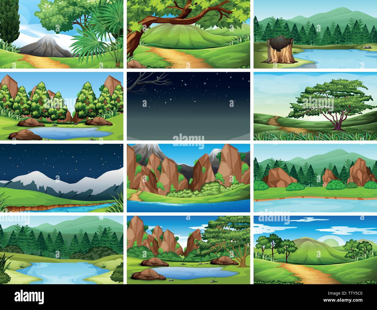 Set of nature background illustration Stock Vector Image & Art - Alamy