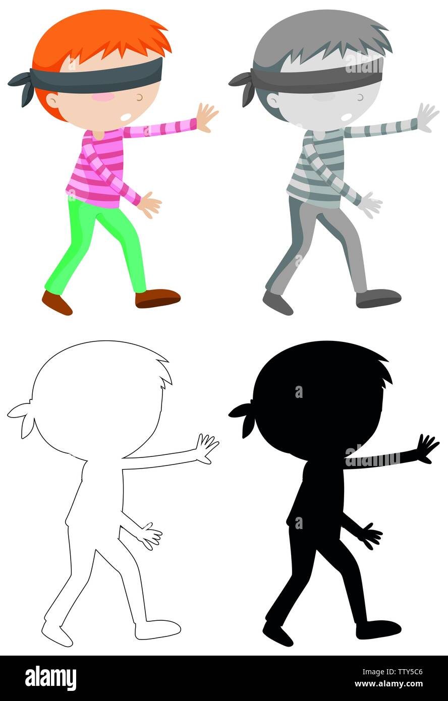 Set of boy blindfolded illustration Stock Vector Image & Art - Alamy