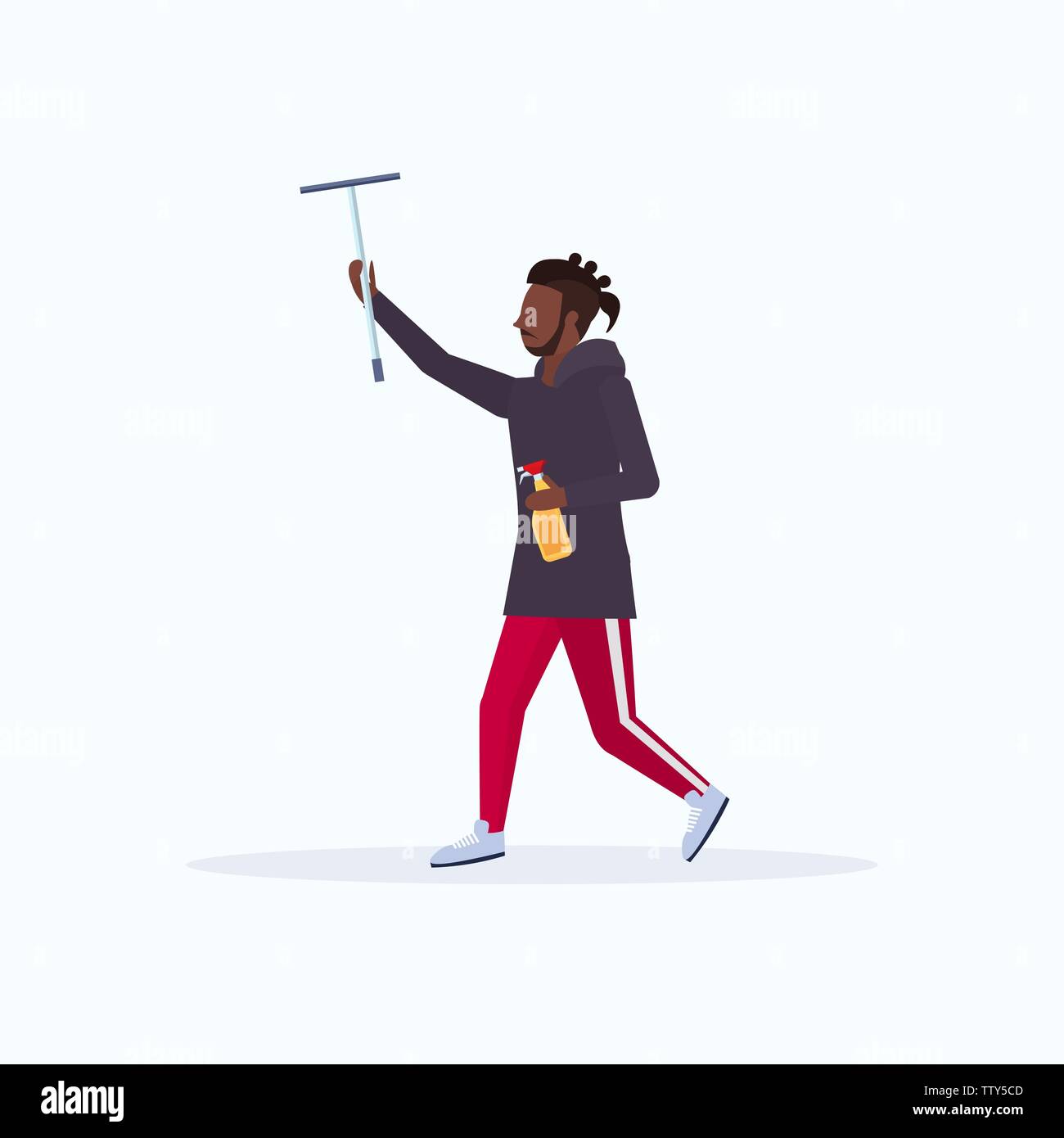 Housekeeping male worker cleaning Stock Vector Images - Alamy