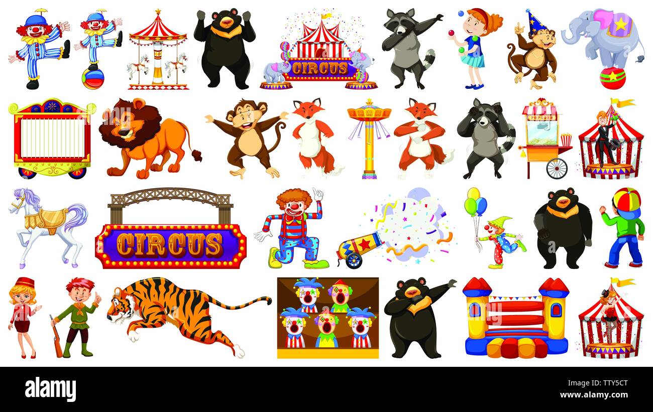 Set of circus animal illustration Stock Vector Image & Art - Alamy