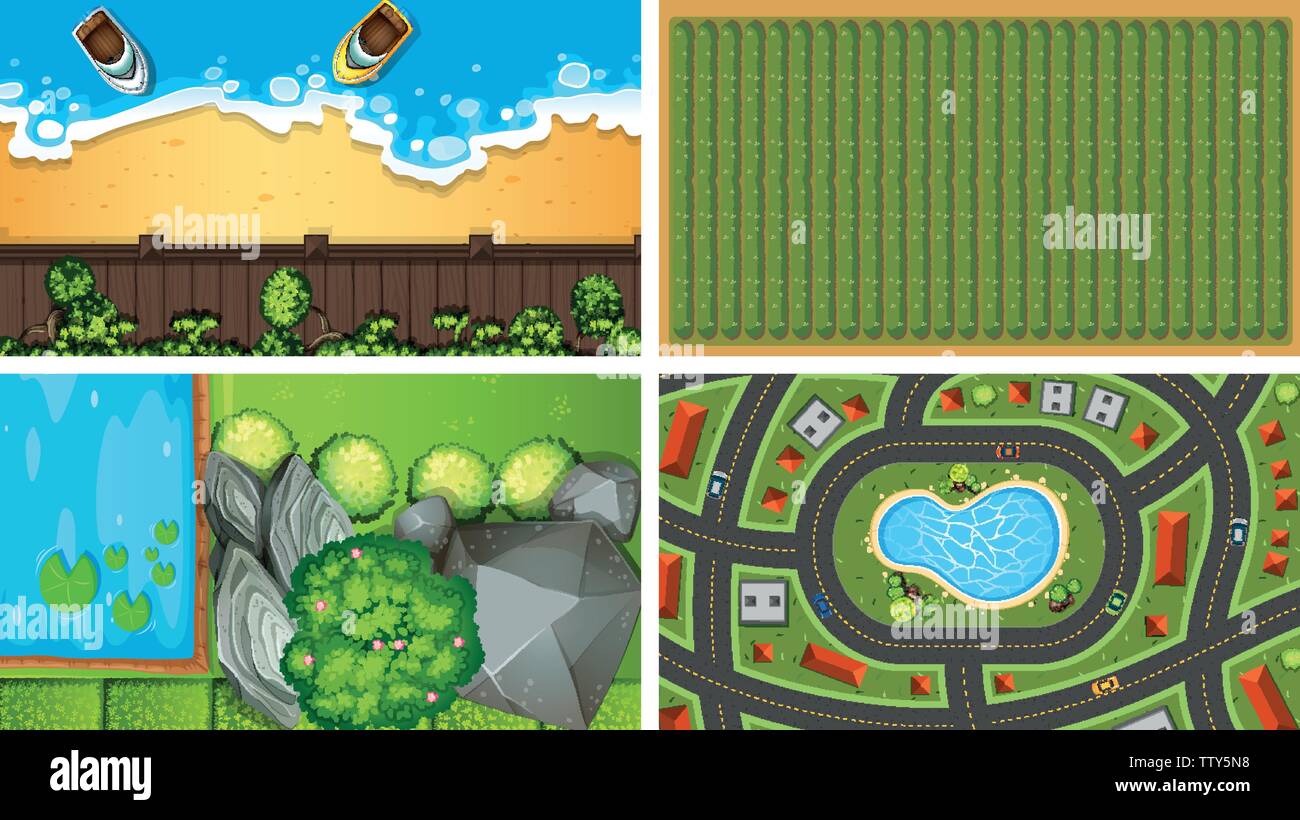 Aerial view above village Stock Vector Images - Alamy