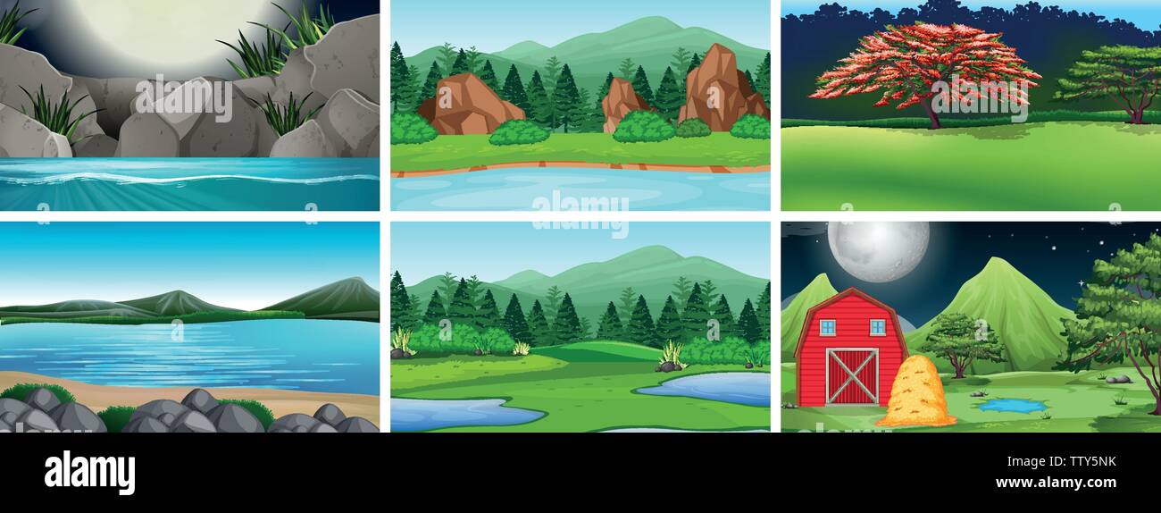 Set of rural landscape illustration Stock Vector Image & Art - Alamy