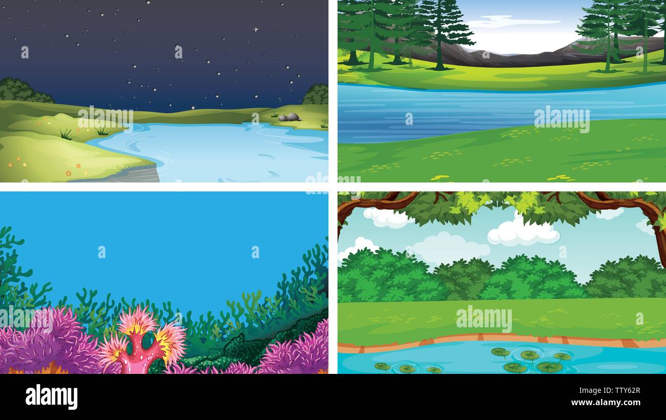 Set of different water scenes illustration Stock Vector Image & Art - Alamy