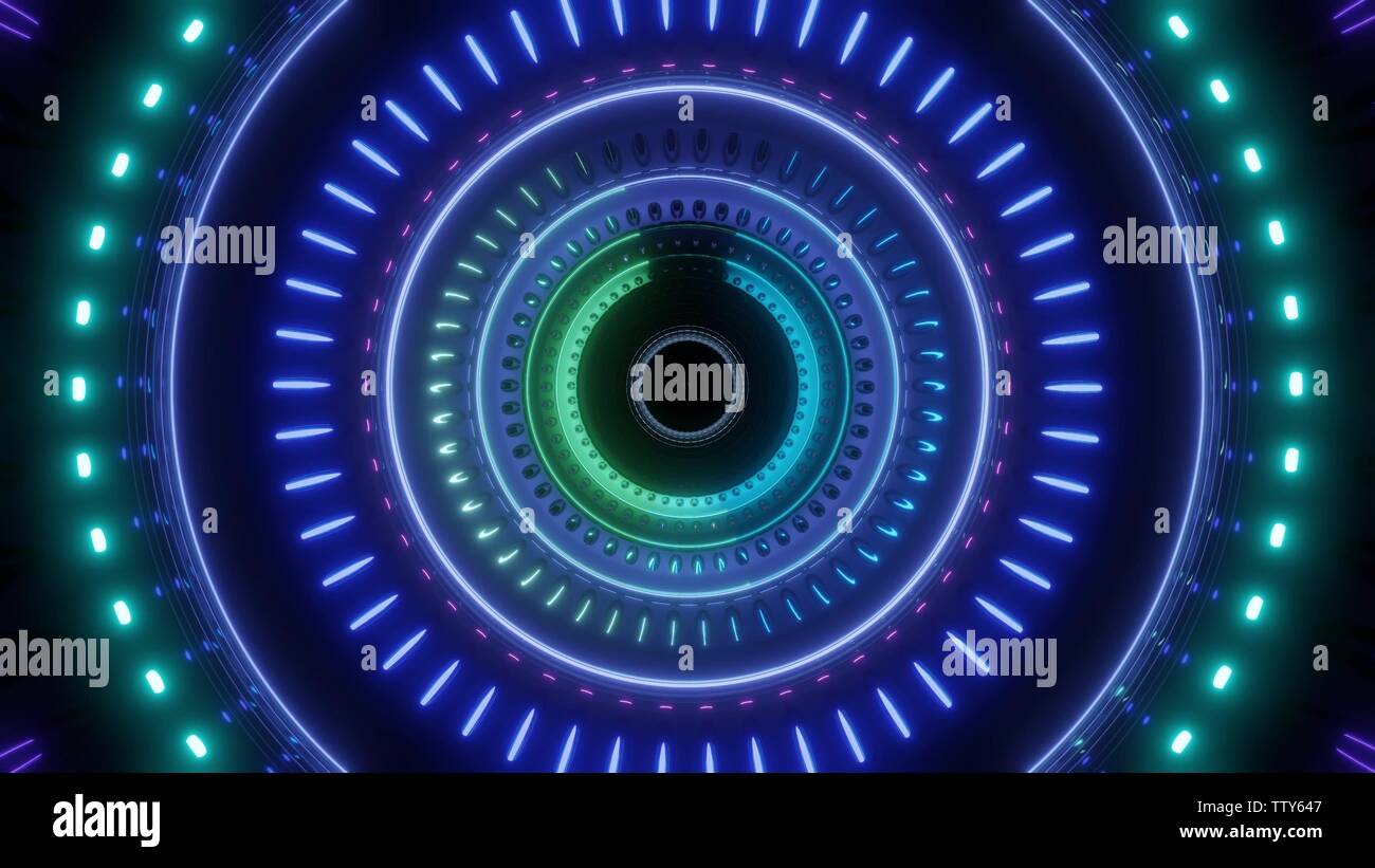 abstract rotating tunnel with multi color lights Stock Photo - Alamy