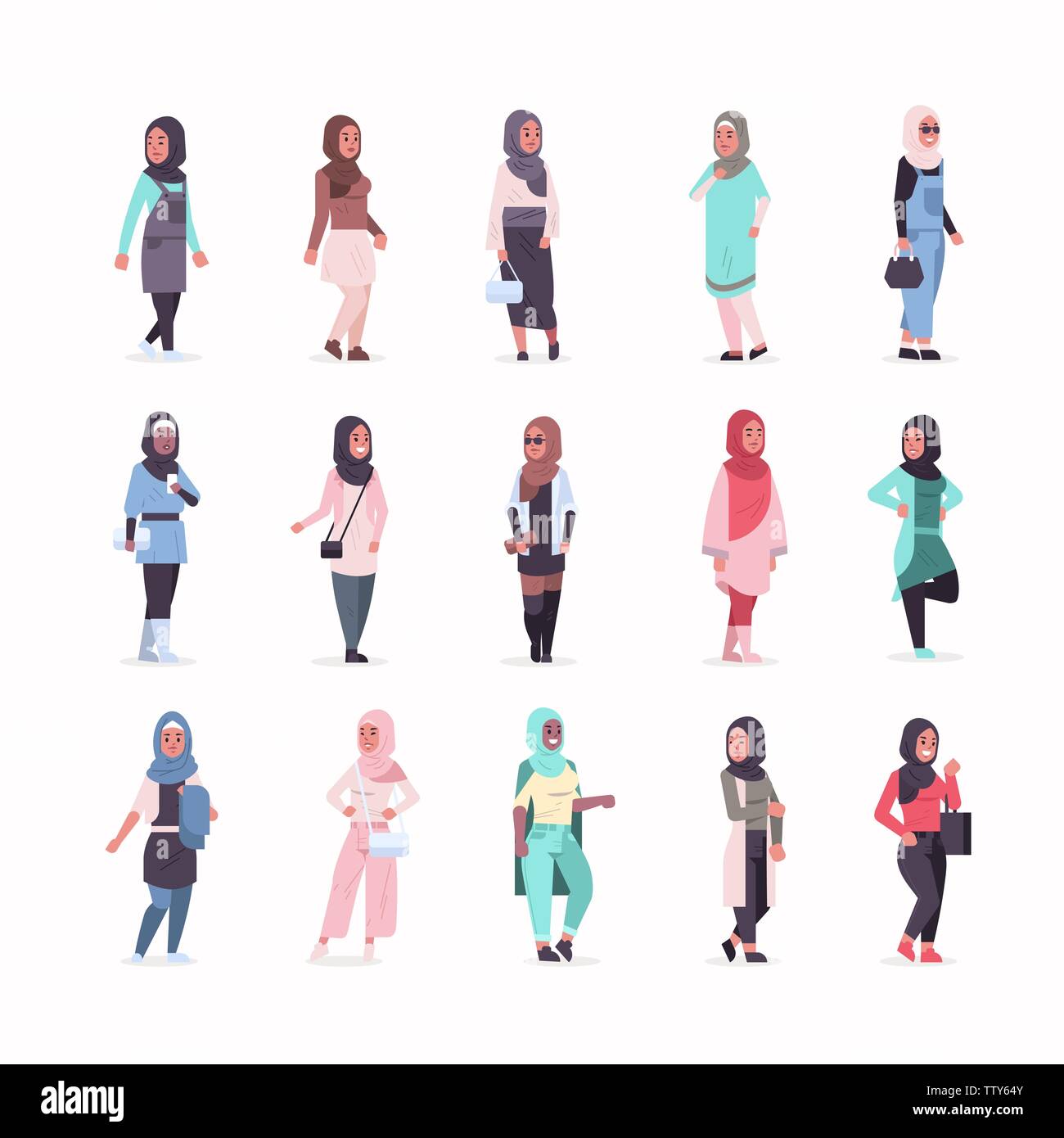 set arabic women in hijab different arab girls wearing headscarf ...