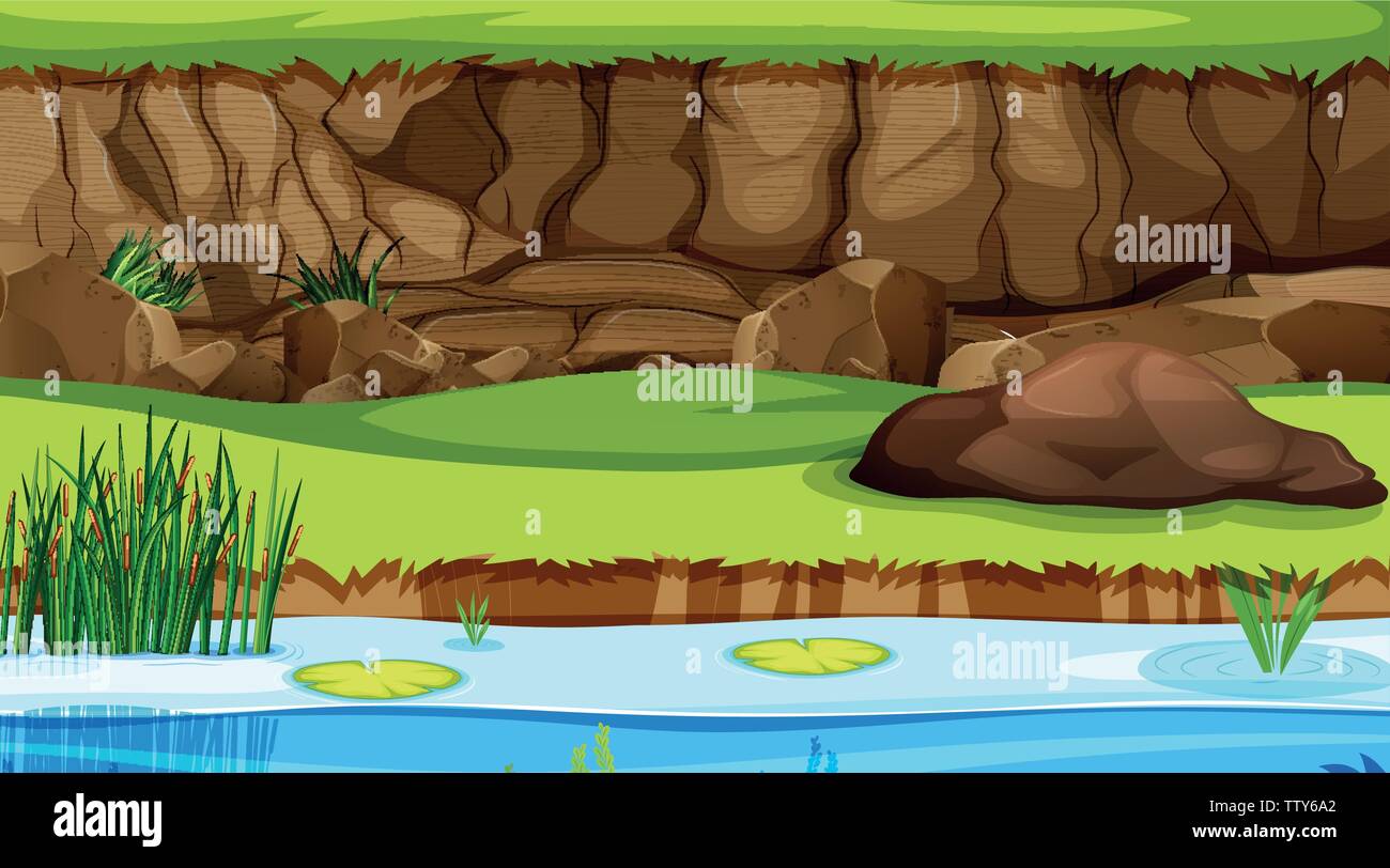 A nature river landscape illustration Stock Vector Image & Art - Alamy