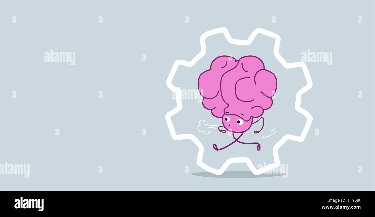 human brain running in cogwheel hardworking process workforce concept ...