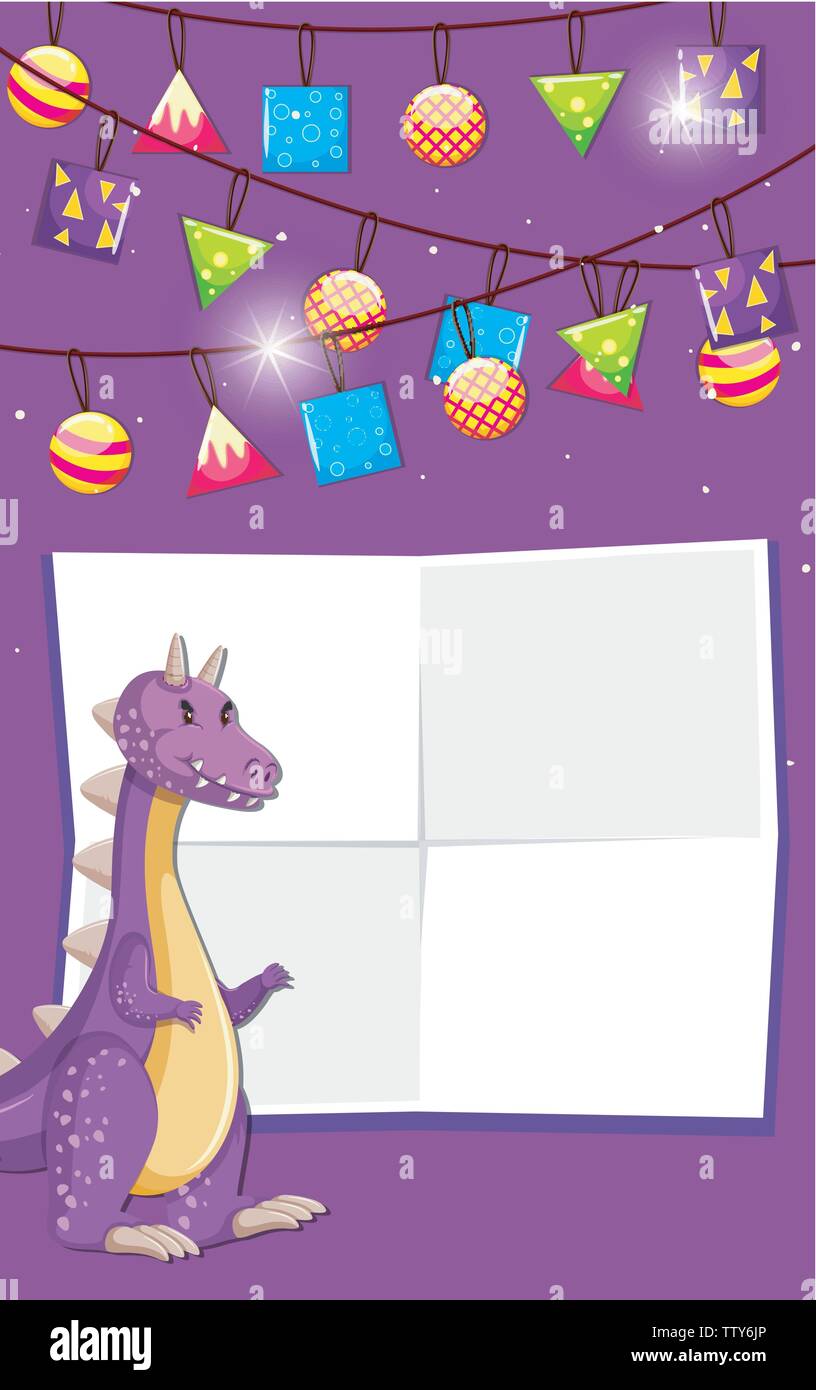 A dinosaur on birthday template illustration Stock Vector Image & Art ...