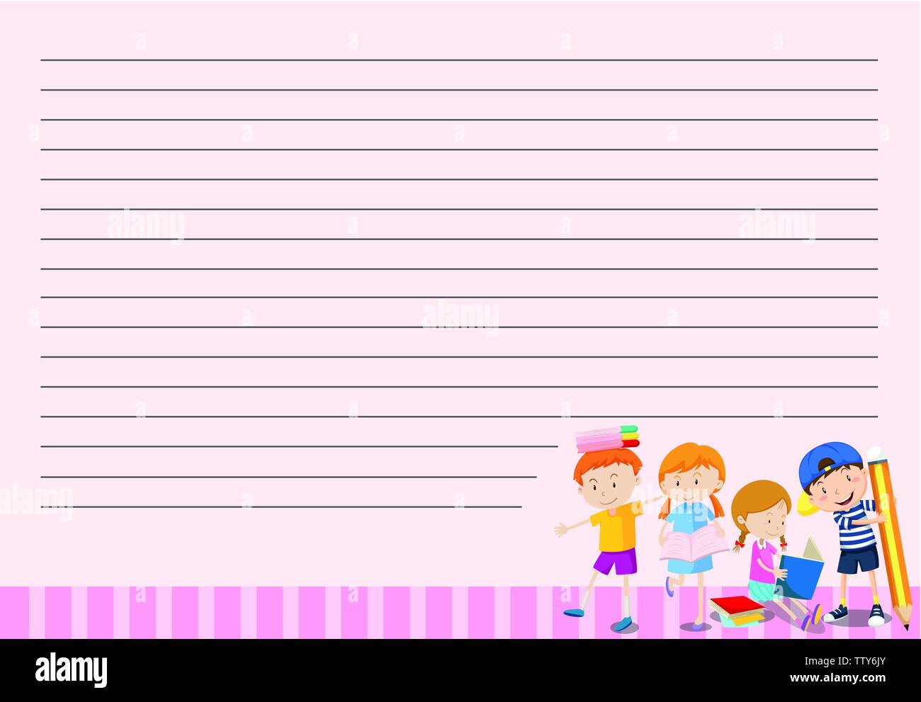 Children on blank note template illustration Stock Vector Image & Art ...