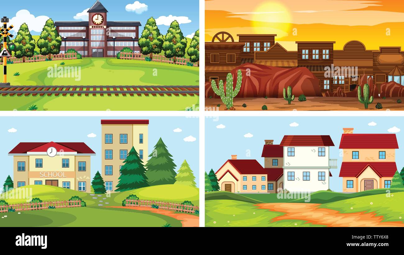 Set of different scene illustration Stock Vector Image & Art - Alamy