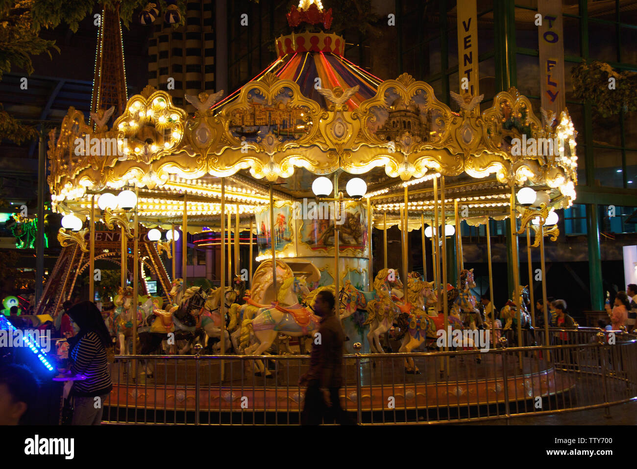 Carousel ride in an amusement park, Genting Highlands, Malaysia Stock ...