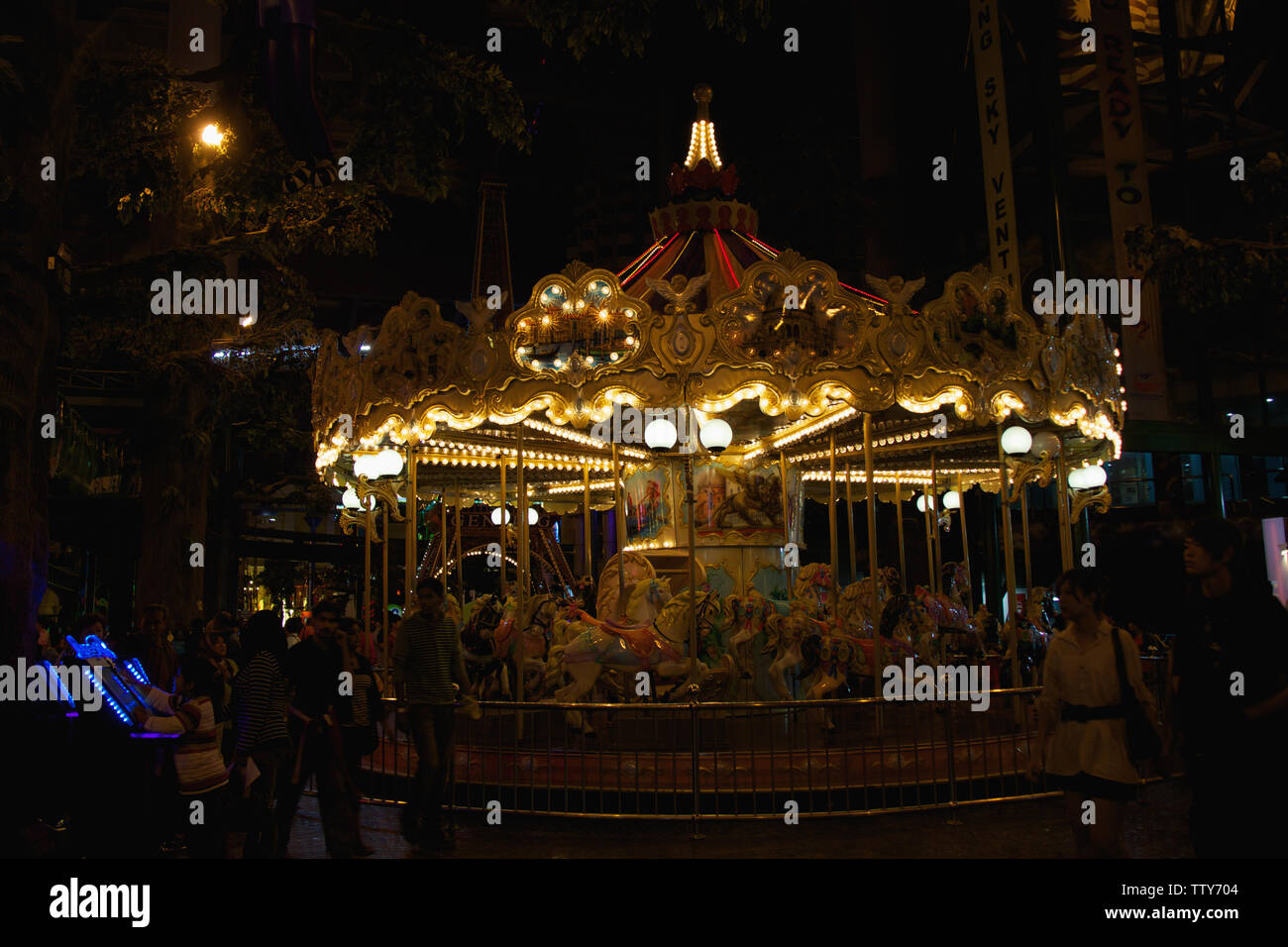 Carousel ride in an amusement park, Genting Highlands, Malaysia Stock ...