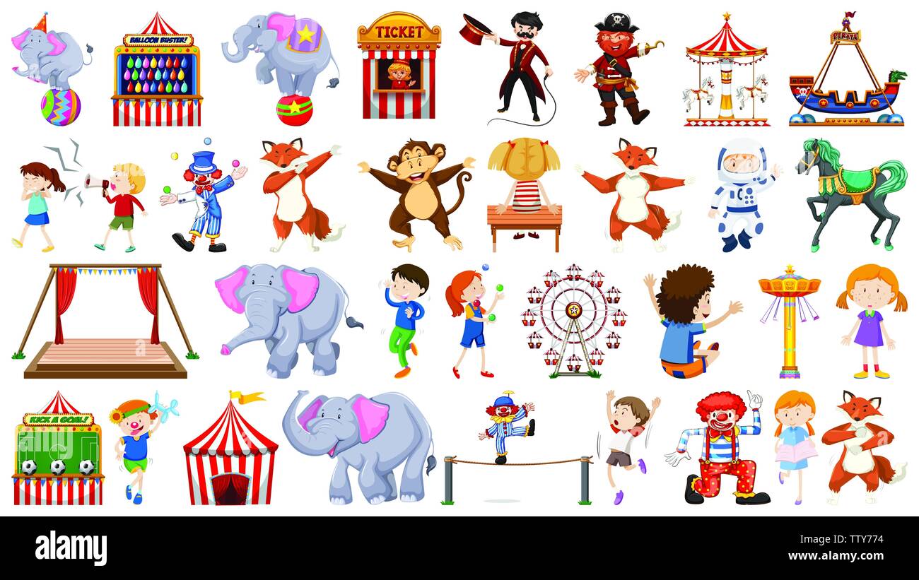 Large circus themed set illustration Stock Vector Image & Art - Alamy