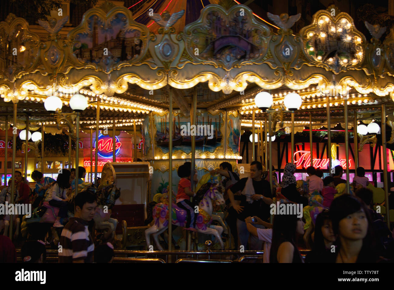 Carousel ride in an amusement park, Genting Highlands, Malaysia Stock ...