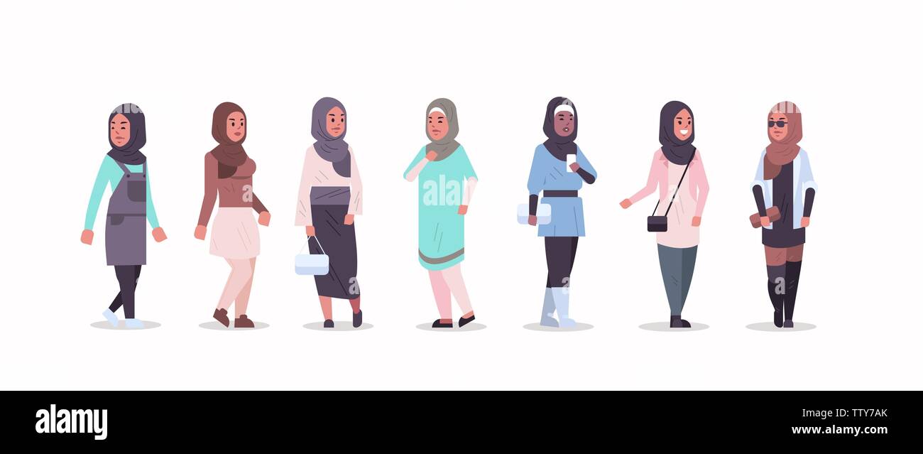 set arabic women in hijab different arab girls wearing headscarf ...