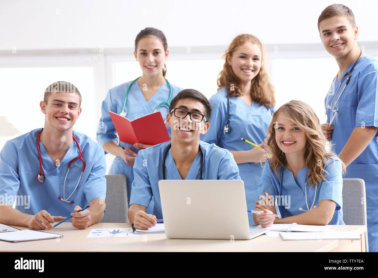 Group of medical students having lecture indoors Stock Photo - Alamy