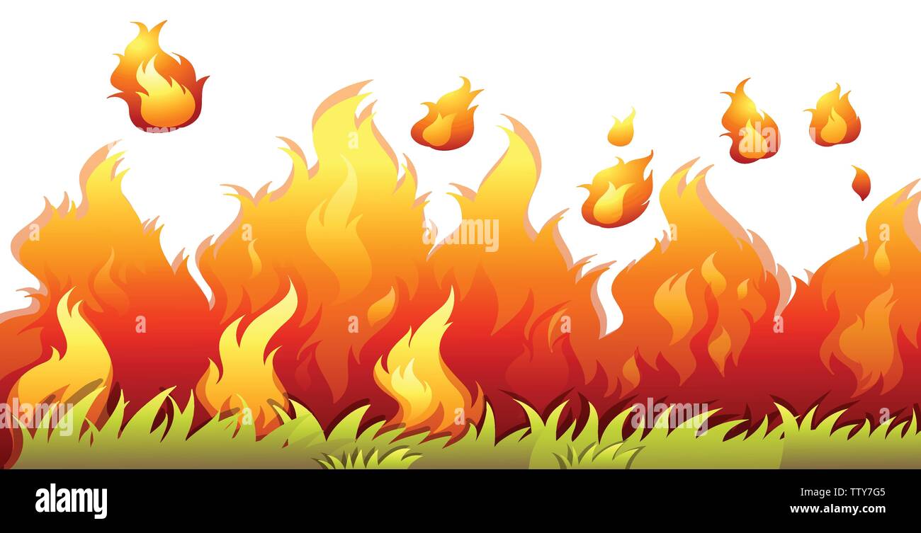 An isolated bushfire on white background illustration Stock Vector ...