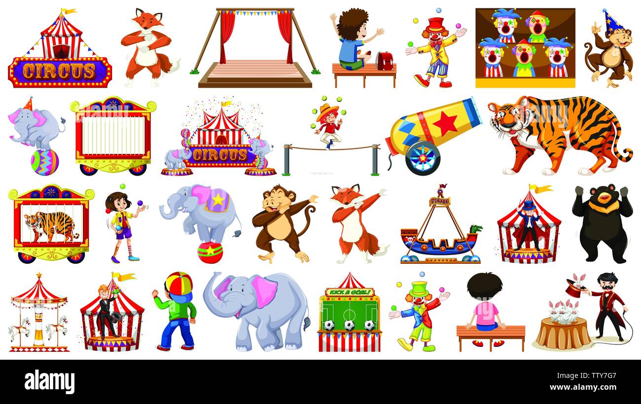 Large theme circus set illustration Stock Vector Image & Art - Alamy
