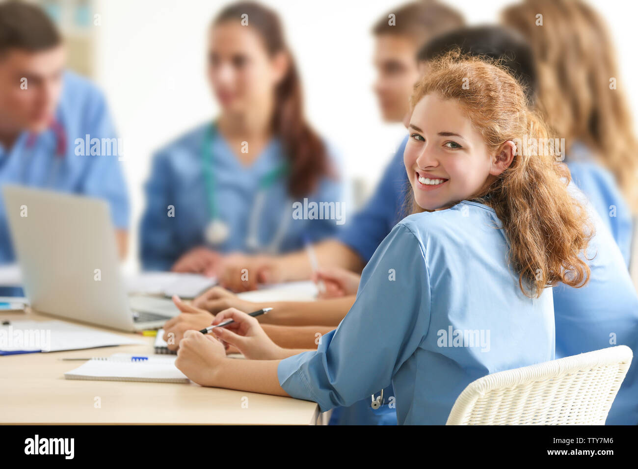 Medical students studying at university indoors Stock Photo - Alamy
