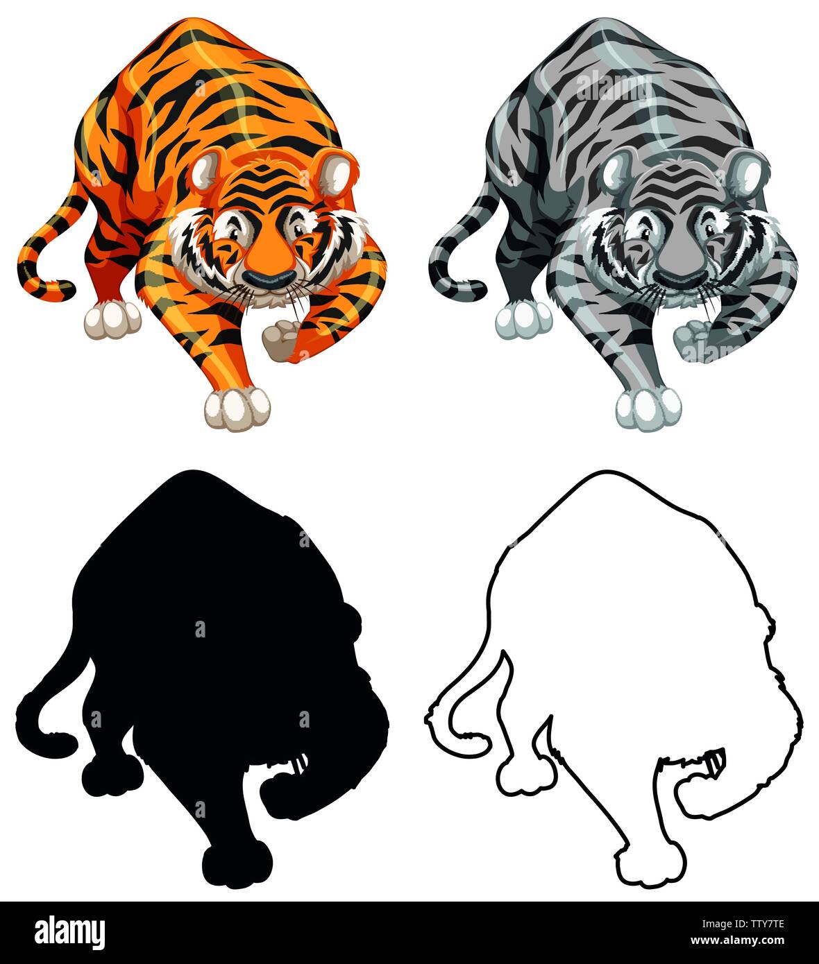 Set of tiger character illustration Stock Vector Image & Art - Alamy