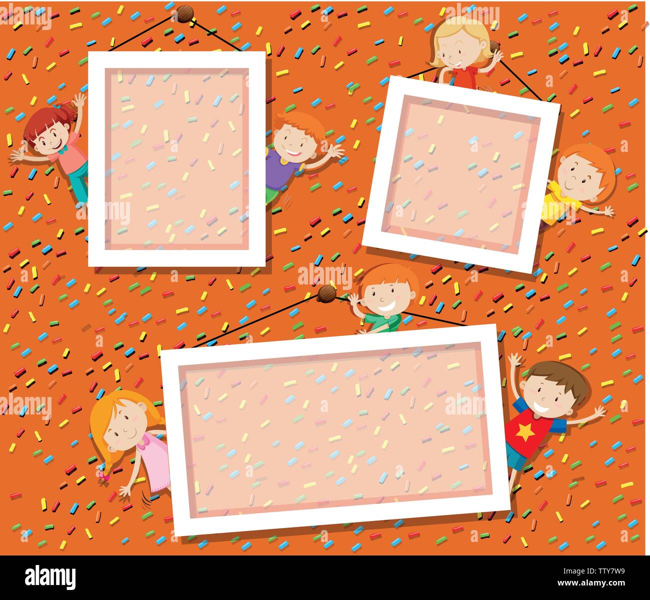 Children on cute photo frame illustration Stock Vector Image & Art - Alamy