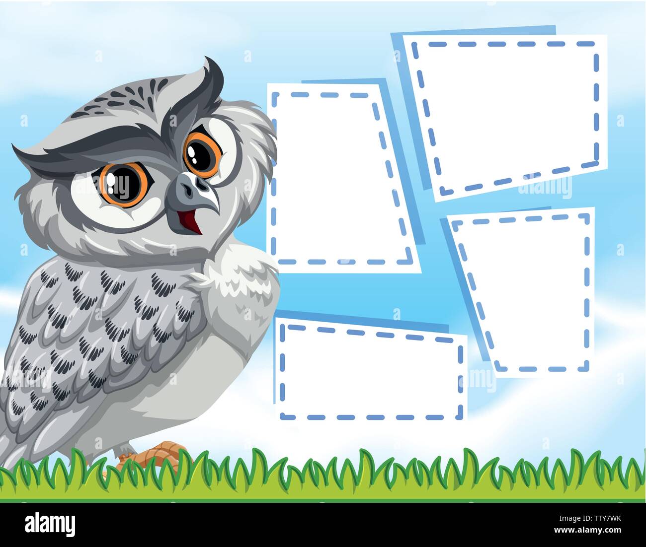Cute owl frame template illustration Stock Vector Image & Art - Alamy