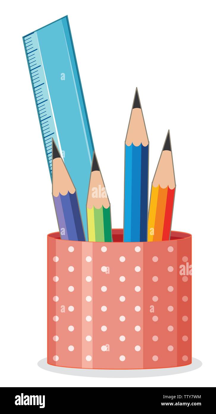 Pencil and ruler in the holder illustration Stock Vector Image & Art ...